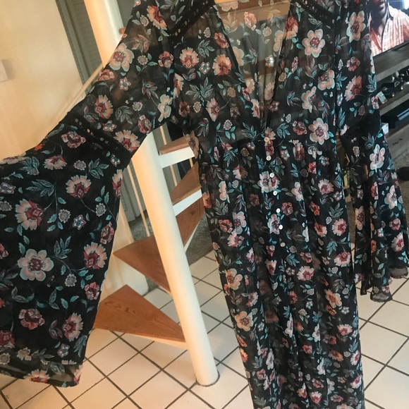 Forever 21 | Swim | Forever 2 Hippie Floral Bell Sleeve Swim Cover Up ...